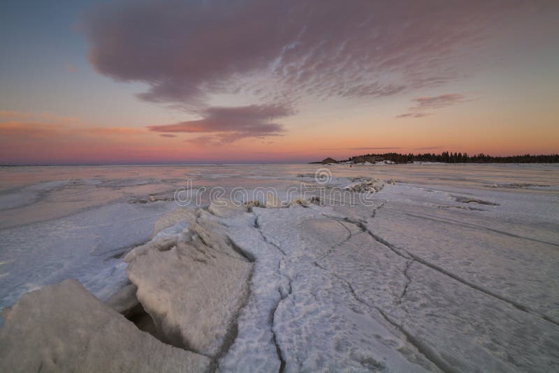 Beautiful Winter Evening on the River. Stock Photo - Image of orange ...