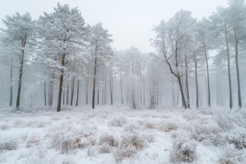 Beautiful Winter Forest Landscape with Snow Covered Trees Stock Photo ...
