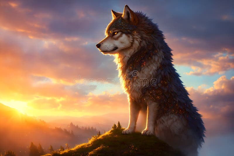 Beautiful Winter Landscape with Giant Wolf, Warg Fenrir, AI Generated ...