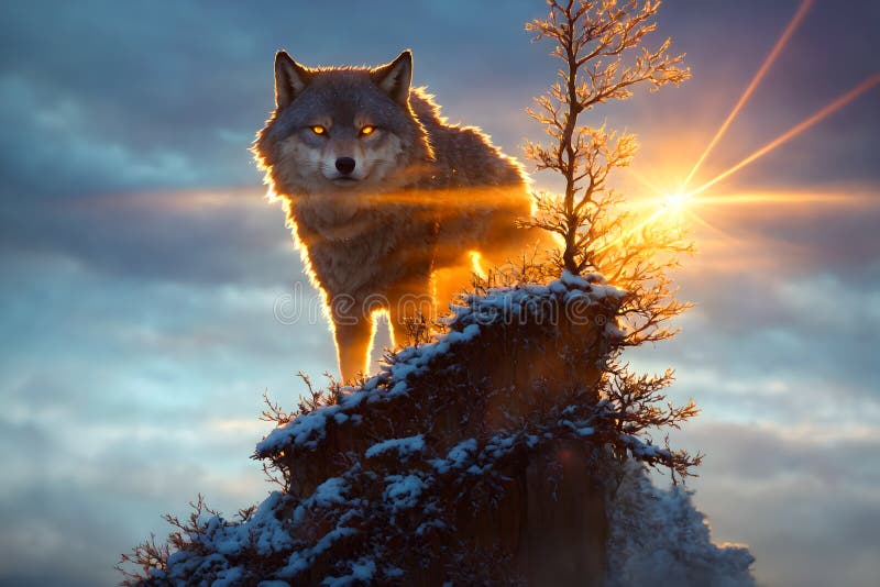 Beautiful Winter Landscape with Giant Wolf, Warg Fenrir, AI Generated ...