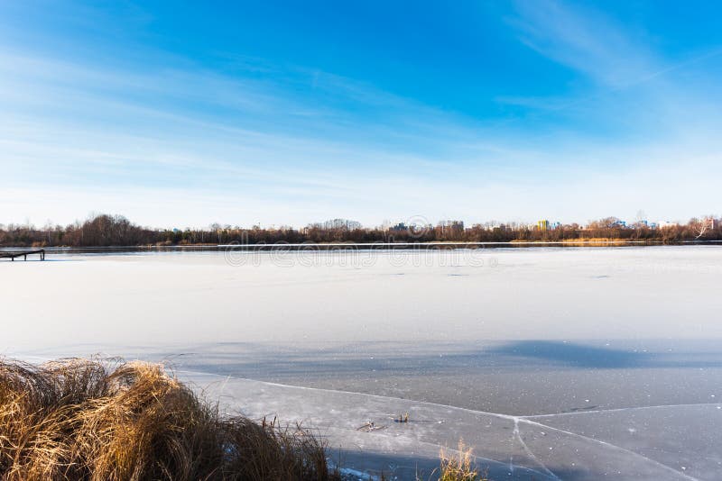 Beautiful Winter Landscape of Ice-covered River Stock Image - Image of ...