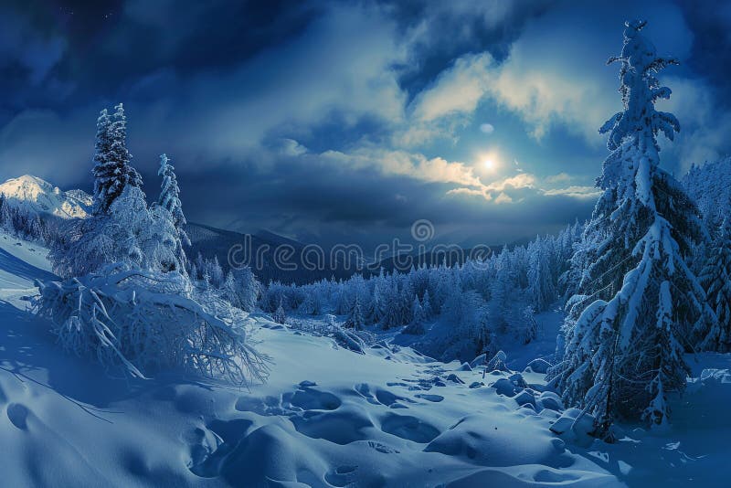 Beautiful Winter Landscape Snowcovered Forest on the Background of ...
