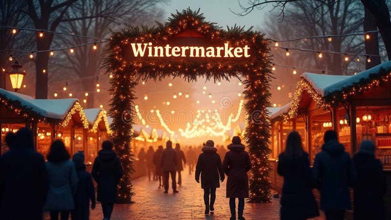 Beautiful Winter Market with Copy Space Stock Illustration ...