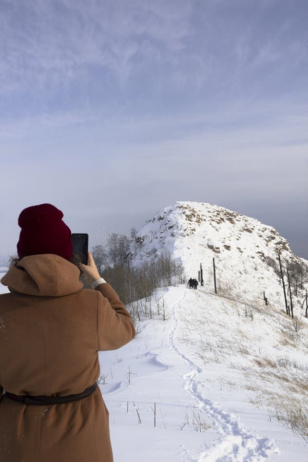 Beautiful Winter Mountains. View on the Town and River. Zhiguli ...