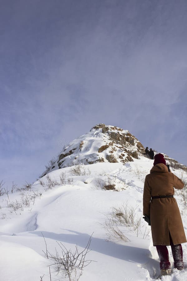 Beautiful Winter Mountains. View on the Town and River. Zhiguli ...