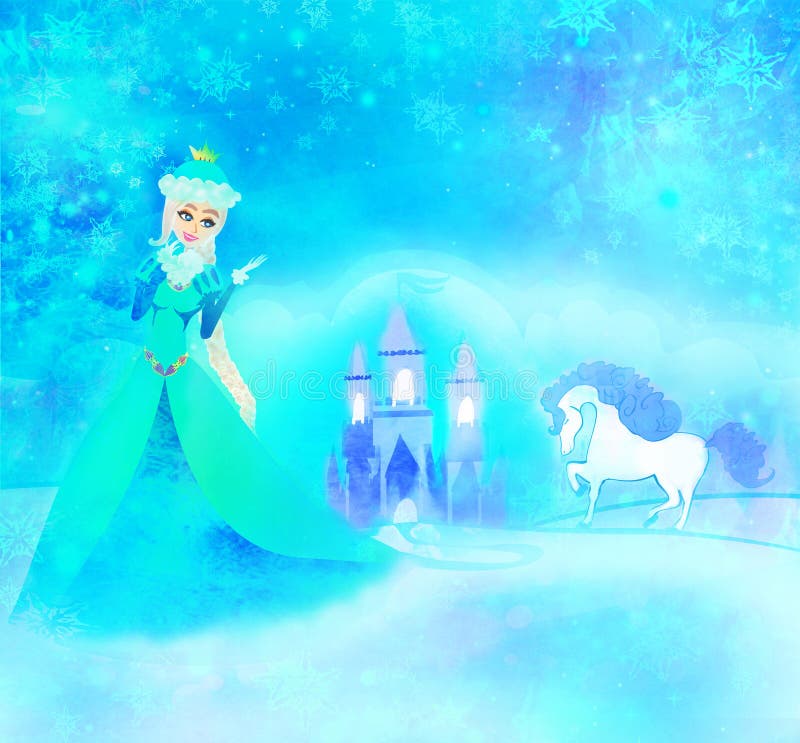 Beautiful Winter Princess on Winter Walk Stock Illustration ...