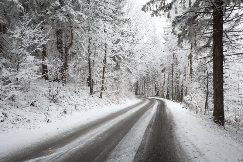 Beautiful winter road stock photo. Image of road, white - 24988286