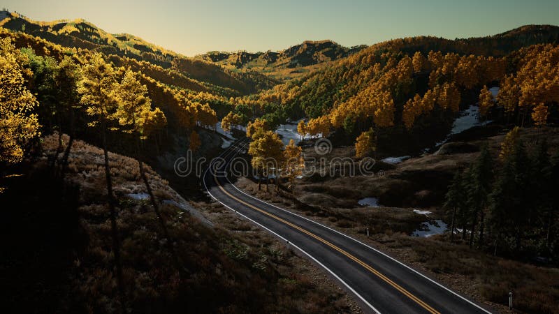 Beautiful Winter Road Seen from Above Stock Image - Image of nature ...
