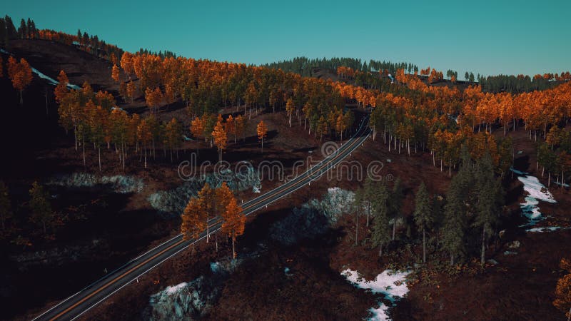 Beautiful Winter Road Seen from Above Stock Photo - Image of forest ...