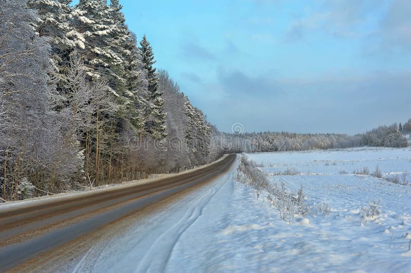 Beautiful Winter Snowy Road Stock Image - Image of calm, frozen: 36847367