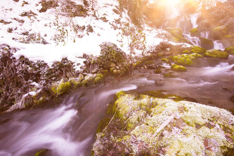 Beautiful winter waterfall stock image. Image of creek - 153552731