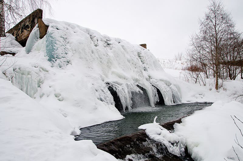 Beautiful Winter Waterfall in the Field Stock Photo - Image of street ...