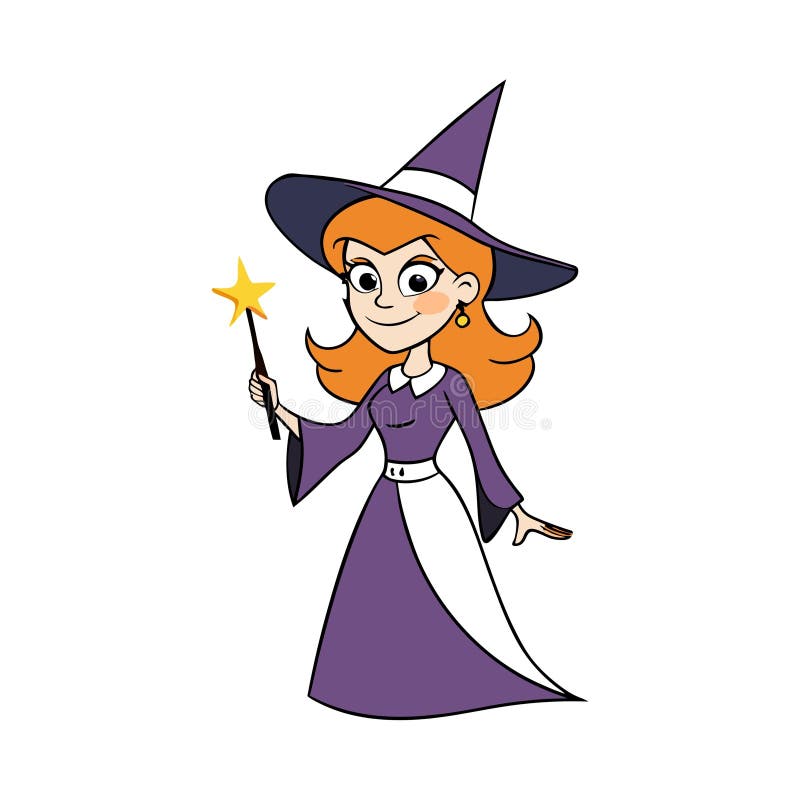 Beautiful Witch Casting a Spell on Mysterious Night Stock Vector ...