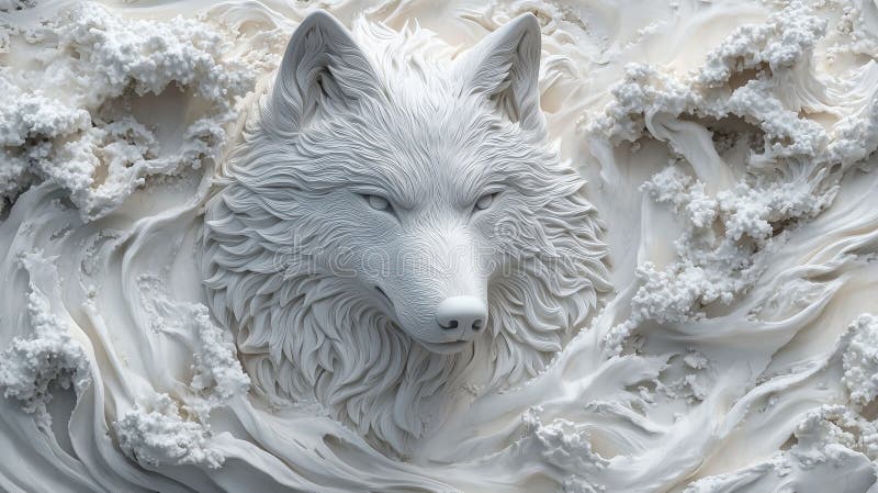 Beautiful Wolf 3D Relief Wallpaper. Stock Photo - Image of portrait ...
