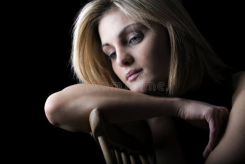 Dramatic Woman Looks at Sky Stock Image - Image of concerned, worried ...