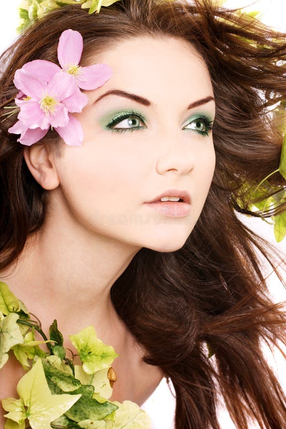 Beautiful woman stock image. Image of white, flowers - 14501789