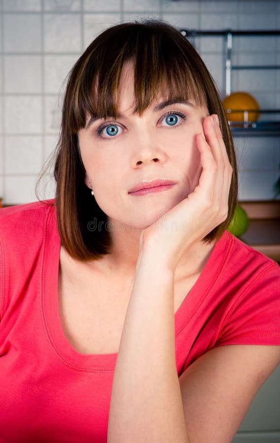 Beautiful woman stock image. Image of thinking, woman - 18181851