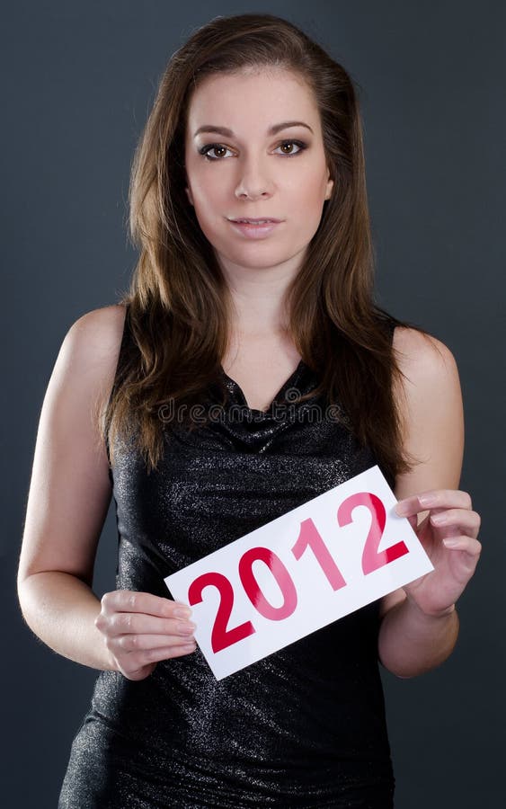 Beautiful Woman with 2012 Sign Stock Photo - Image of communication ...