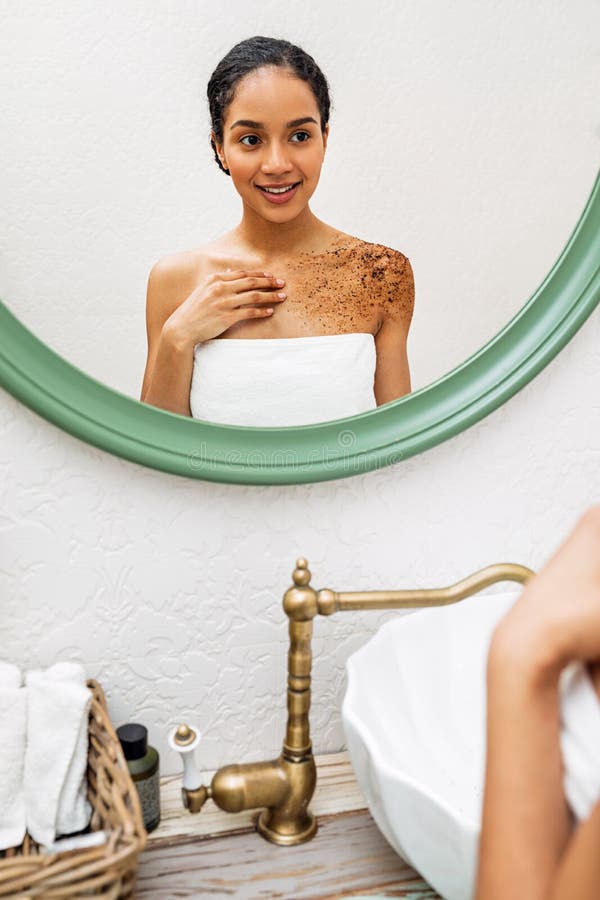 Beautiful Woman Applying Natural Scrub Stock Image - Image of applying ...