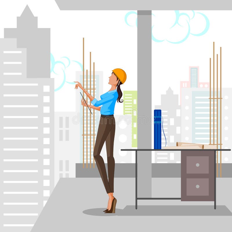 Beautiful Woman Architect Planning Building Stock Illustration ...