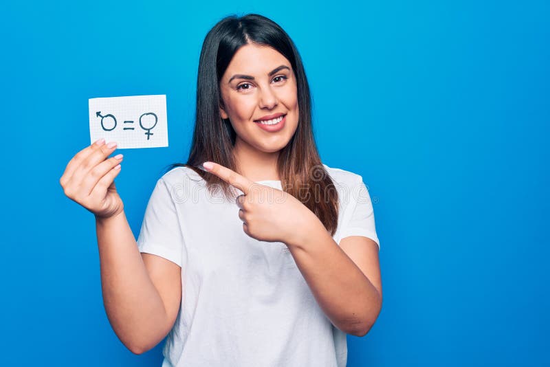 Beautiful Woman Asking For Sex Discrimination Holding Paper With Gender