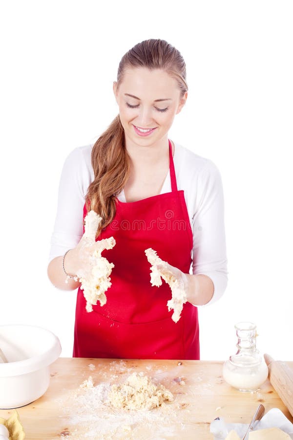 Beautiful Woman is Baking Cookies for Christmas Stock Image - Image of ...
