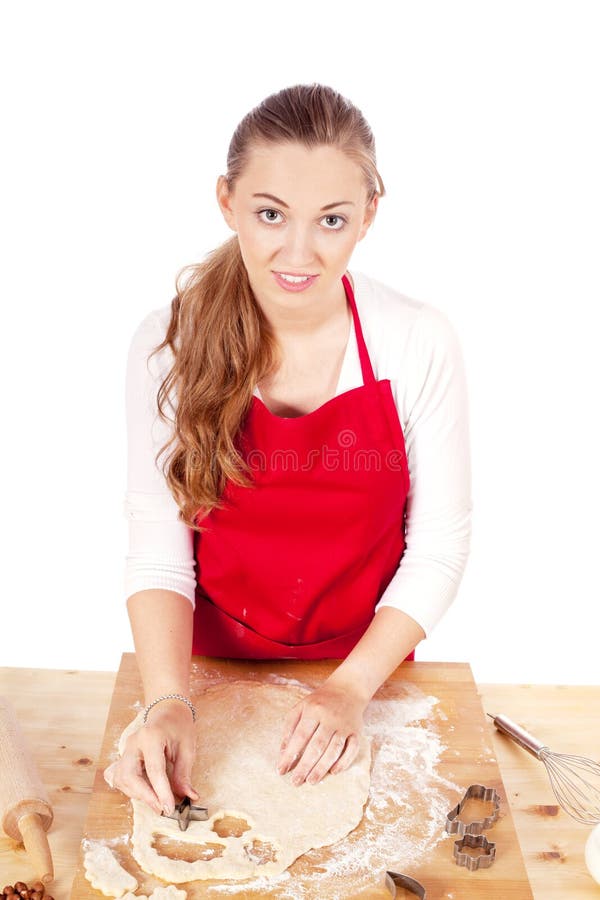 Beautiful Woman is Baking Cookies for Christmas Stock Image - Image of ...