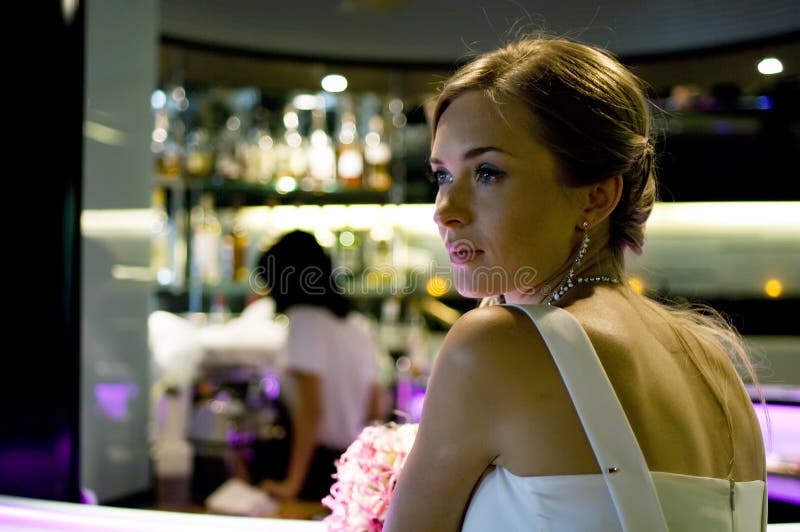 Beautiful woman in bar stock image. Image of entertainment - 10565801