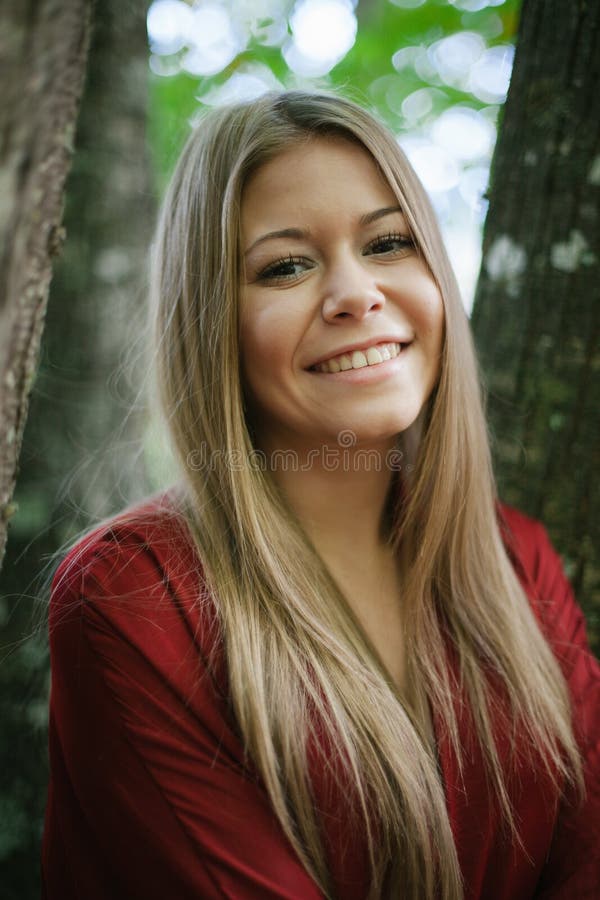 Beautiful Woman in a Beautiful Forest Stock Photo - Image of lifestyle ...
