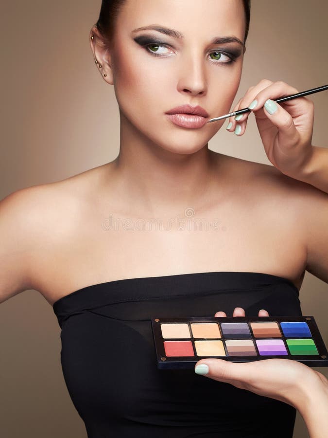 Beautiful Woman Beauty Girl With Make Up Makeup Artist Applies
