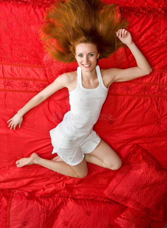 Beautiful woman in bed stock photo. Image of leisure - 13359424