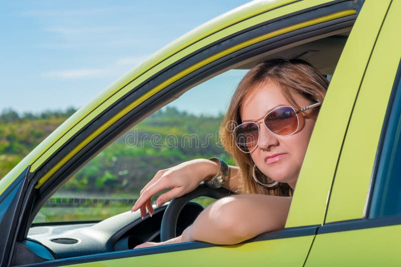 Beautiful Woman Behind the Wheel Stock Image - Image of people ...