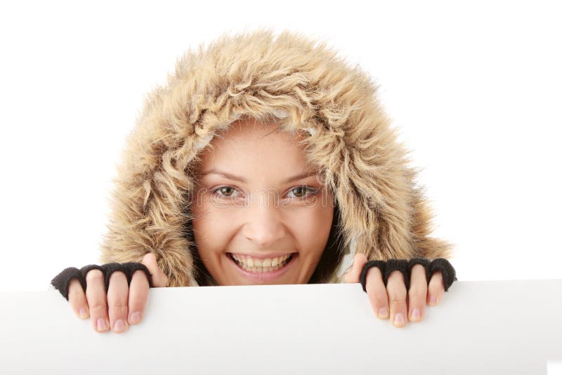 Beautiful Woman and Blank Sign Stock Image - Image of attractive ...