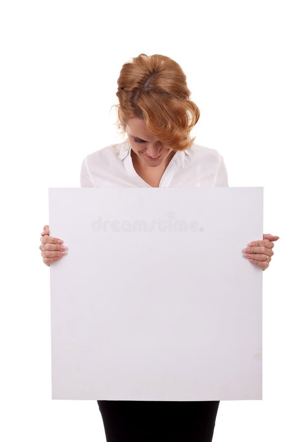 Beautiful Woman and Blank Sign Stock Image - Image of message, blonde ...