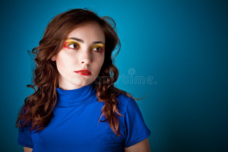 Beautiful woman in blue stock image. Image of luxury - 10507445