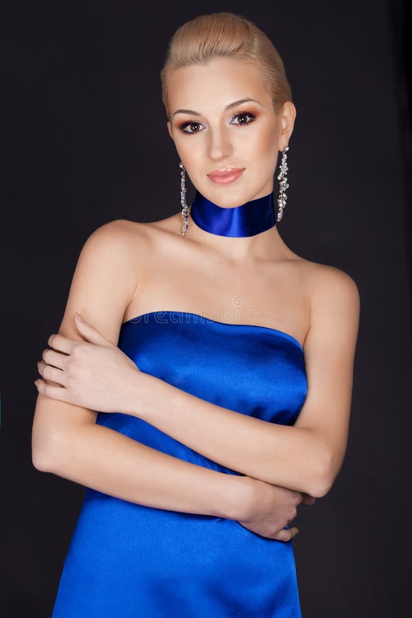 Beautiful woman in blue stock image. Image of beautiful - 17903915