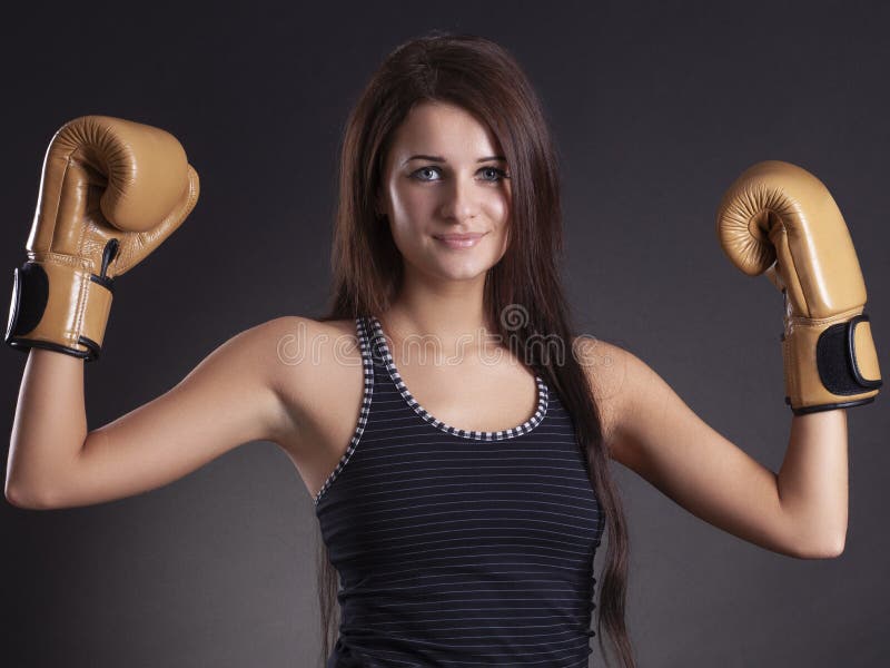 Beautiful Woman with the Boxing Gloves Stock Photo - Image of model ...