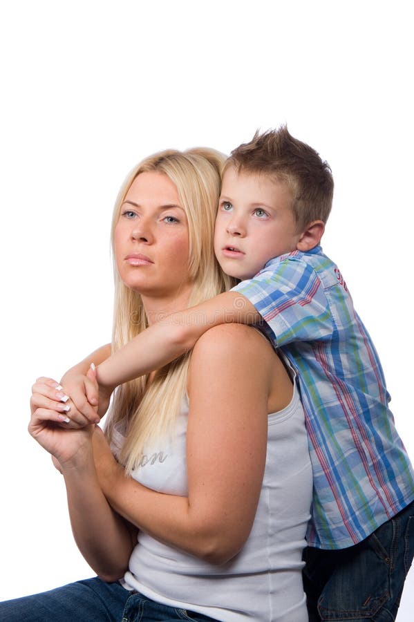 Beautiful woman and a boy stock image. Image of affectionate - 12714723