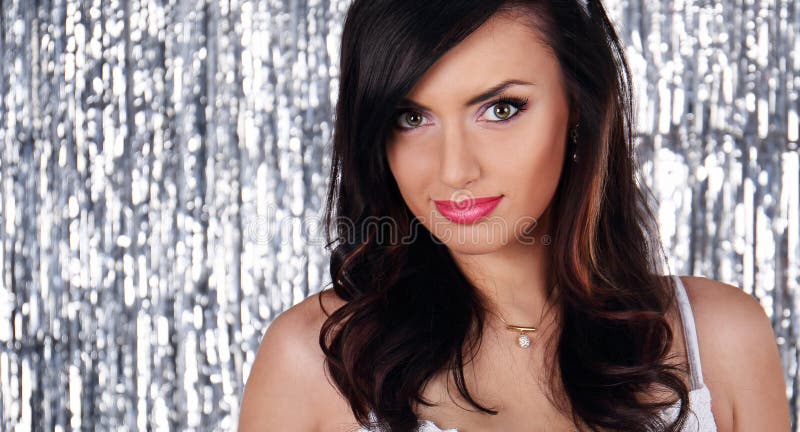 Beautiful Woman with Bright Make-up Stock Image - Image of glance ...