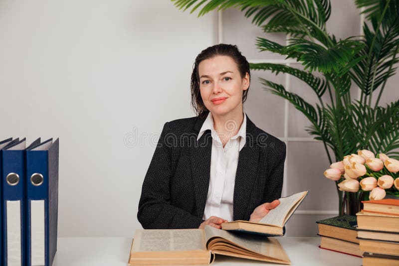 Beautiful Woman in a Business Desk at Work in an Office Stock Image ...