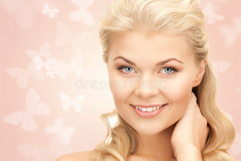 Beautiful Woman with Butterflies Stock Photo - Image of hair, closeup ...