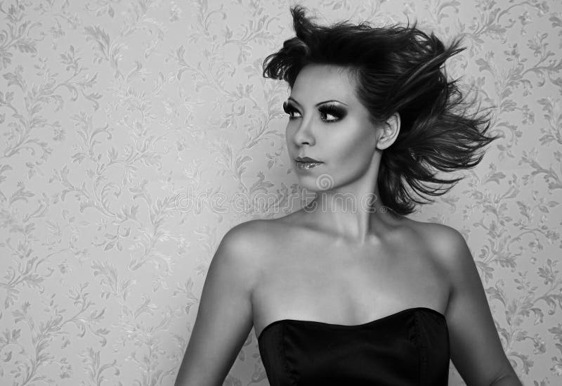Beautiful Woman Bw Portrait Stock Photo - Image of style, attractive ...