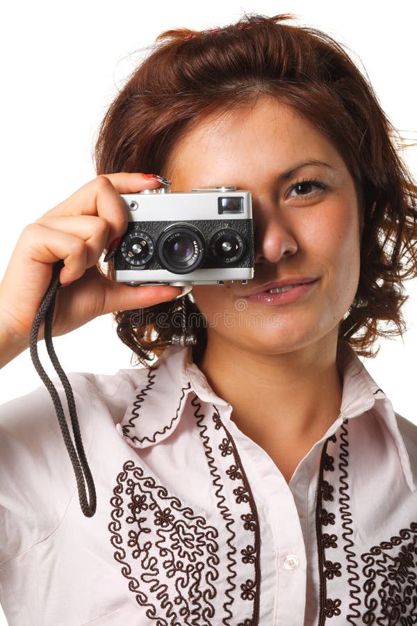 Beautiful Woman with a Camera Stock Photo - Image of face, brightly ...