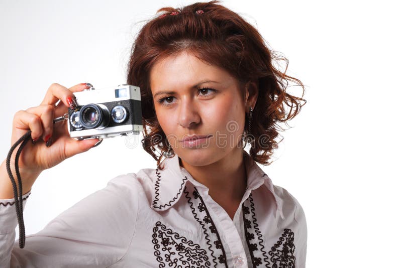Beautiful Woman with a Camera Stock Image - Image of photographic ...