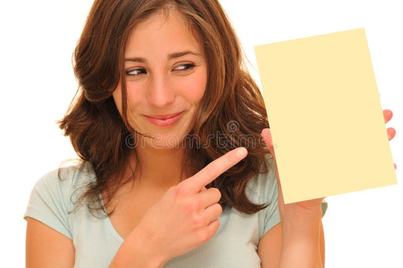 Beautiful woman and card stock image. Image of portrait - 16175393