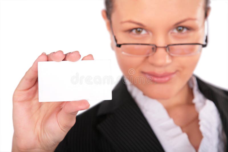 Beautiful Woman With Card For Text Stock Photo - Image of attractive ...