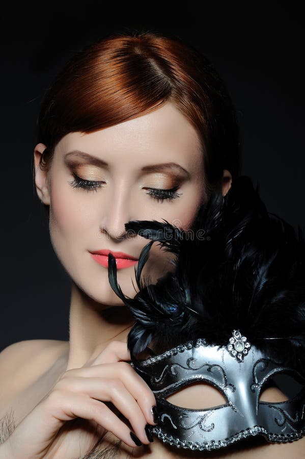 Beautiful Woman with Carnival Mask Stock Image - Image of beauty ...