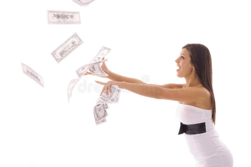 Woman Catching Money in the Air Stock Photo - Image of finance, ladies ...