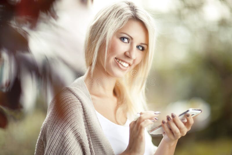 Beautiful Woman with Cell Phone Stock Photo - Image of girl, smartfone ...