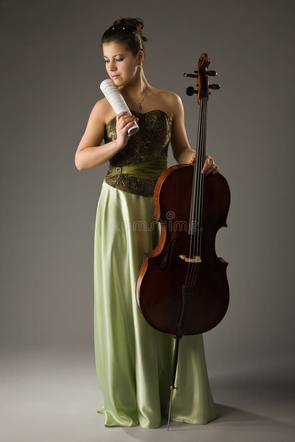 Beautiful Woman with Cello and Score Stock Image - Image of musical ...